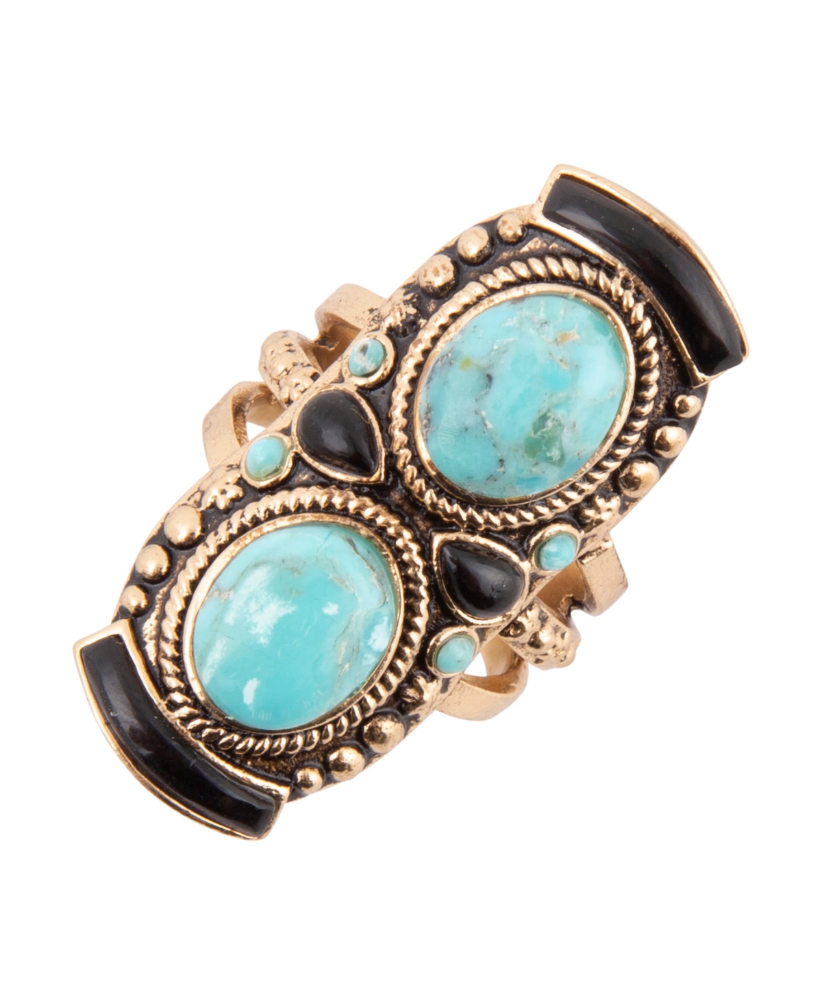 Click here for Barse Double Up Blue Turquoise and Black Onyx Gold... prices