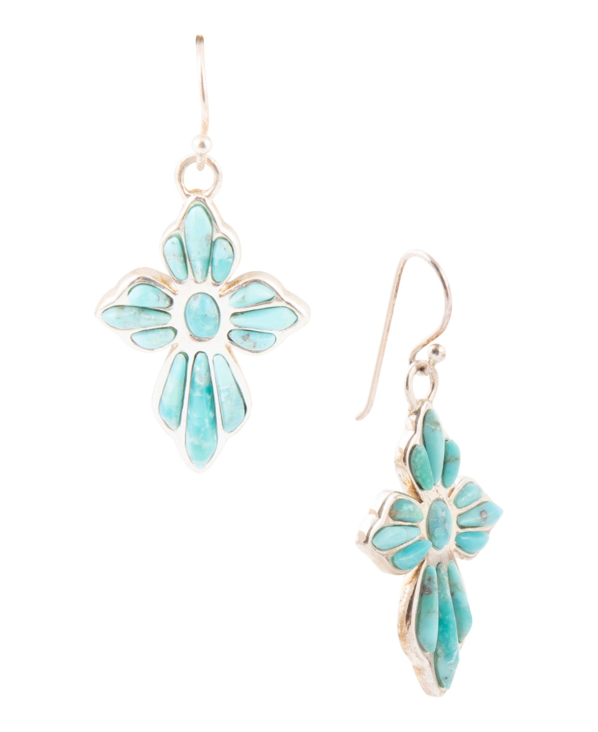 Click here for Barse Blue Turquoise Cross Sterling Silver Drop Ea... prices