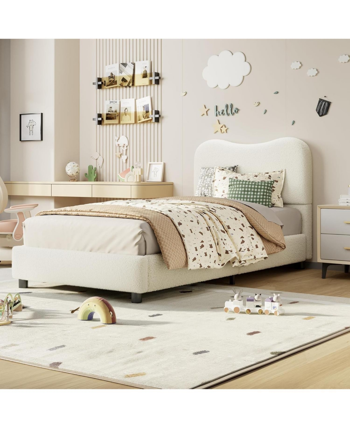 Click here for Gaomon Twin Bed Frame – Upholstered Boucle... prices