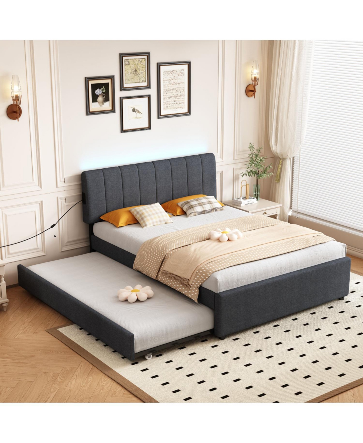 Click here for Streamdale Furniture Upholstered Platform Bed w/ T... prices