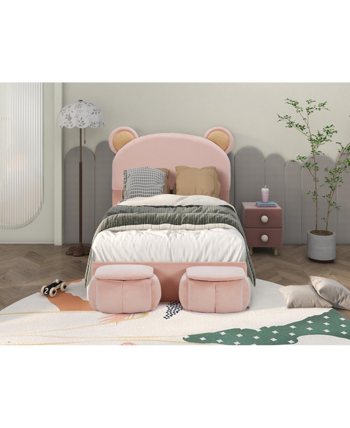 Click here for Streamdale Furniture Twin Upholstered Platform Bed... prices