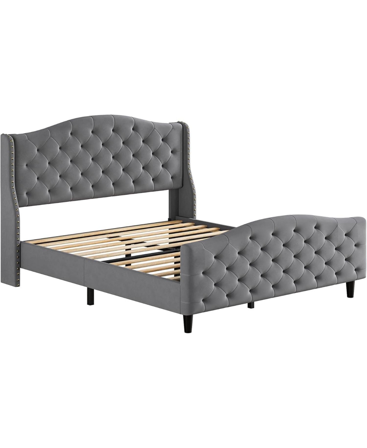 Click here for gaomon Queen Bed Velvet Frame with Wingback Headbo... prices