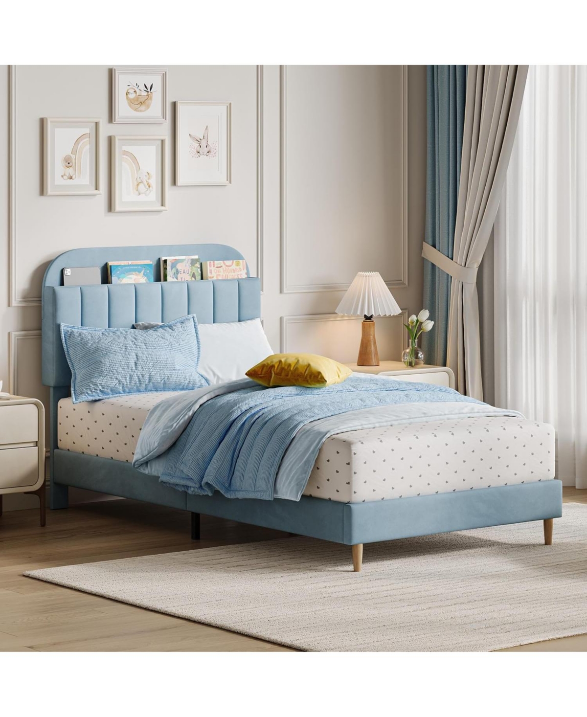 Click here for gaomon Twin Bed Frame with Storage Headboard Velve... prices