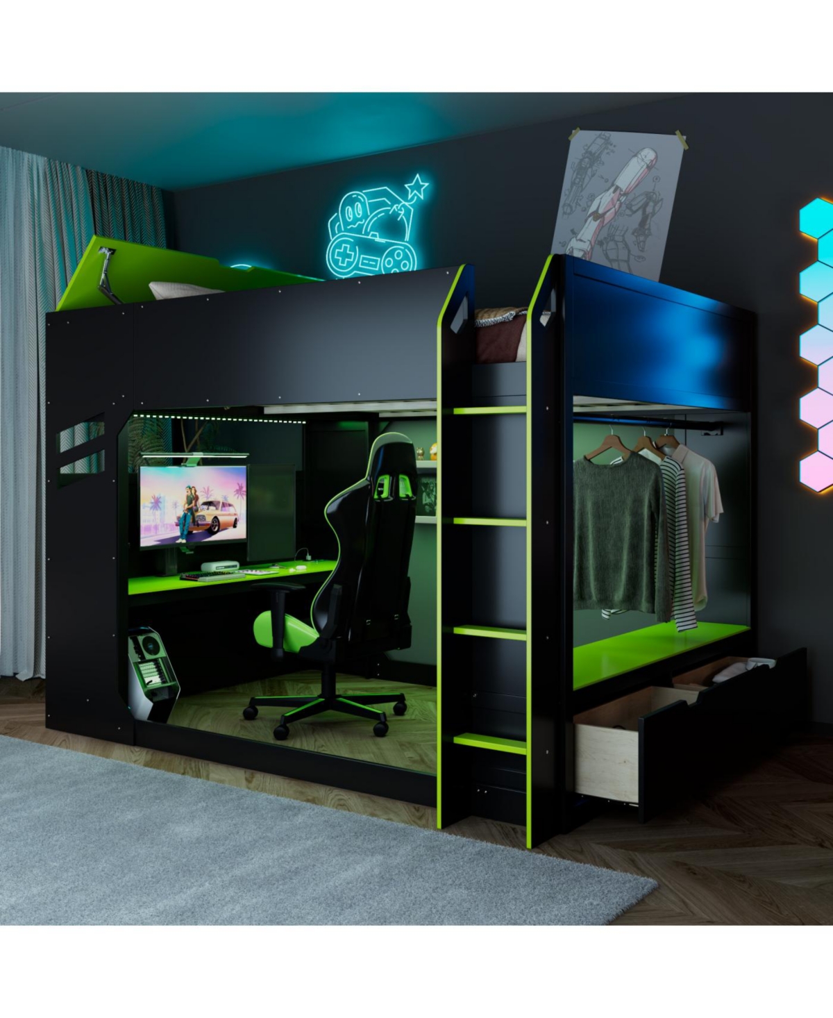 Click here for Streamdale Furniture Full Size Wood Loft Bed with... prices