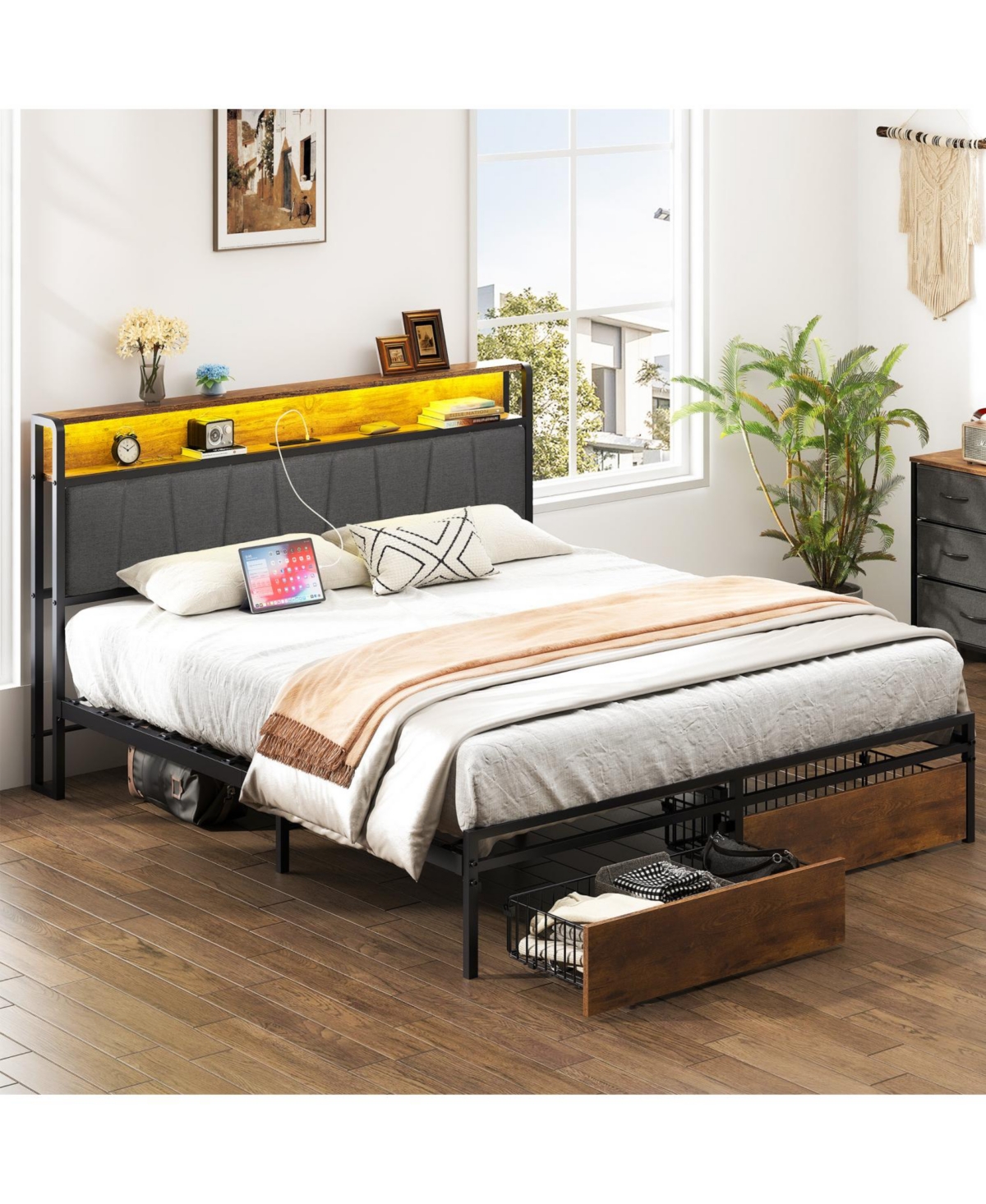 Click here for Streamdale Queen-Size Upholstered Platform Bed Fra... prices