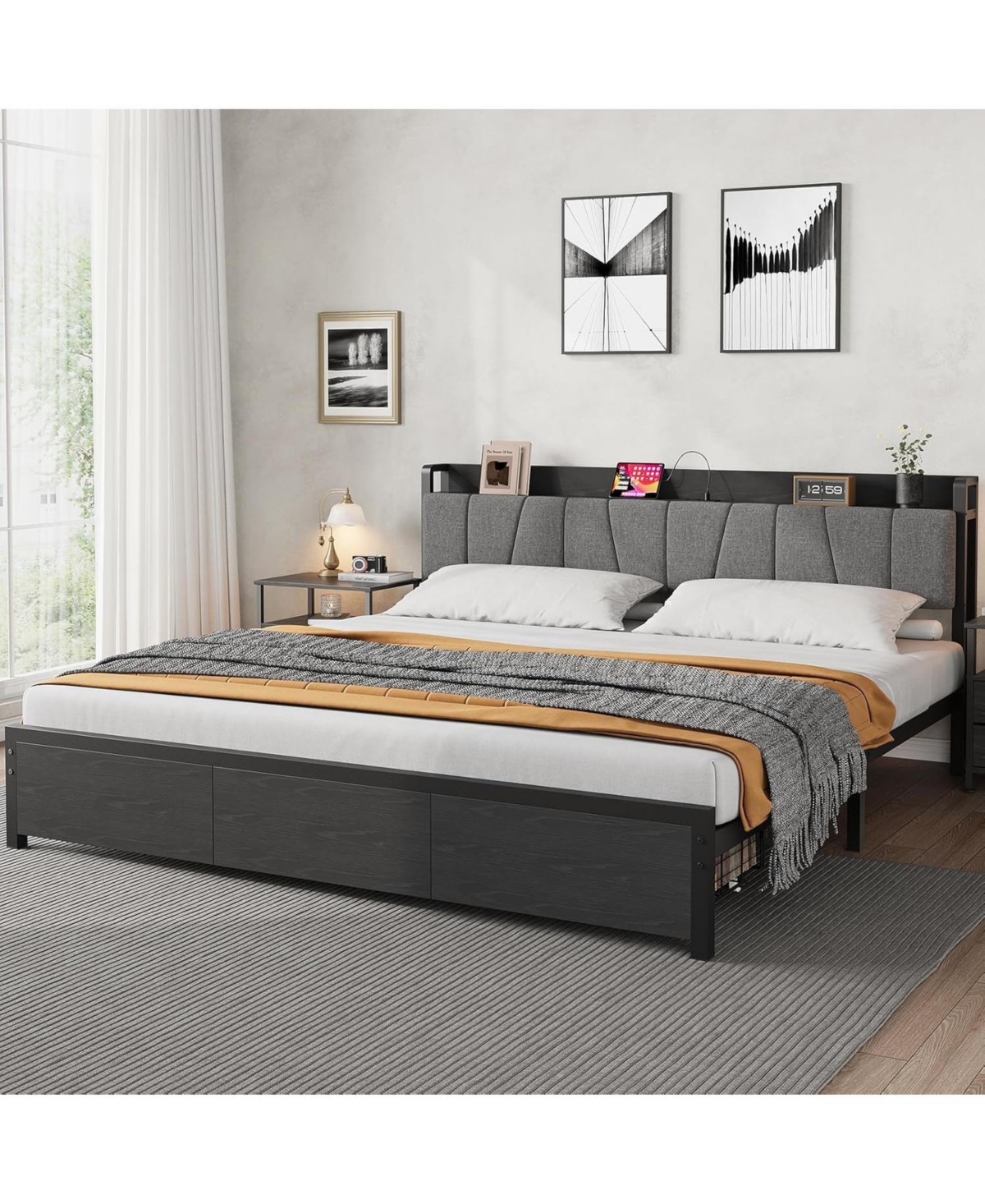 Click here for gaomon King Size Platform Bed Frame Metal+Pb Board... prices