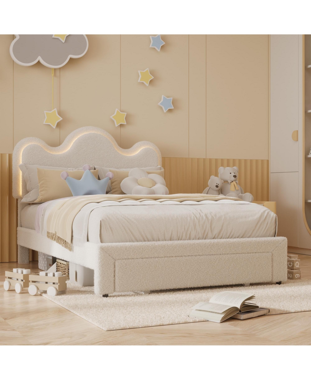 Click here for gaomon Full Bed Frames Lamb Velvet Twin Beds Cute... prices