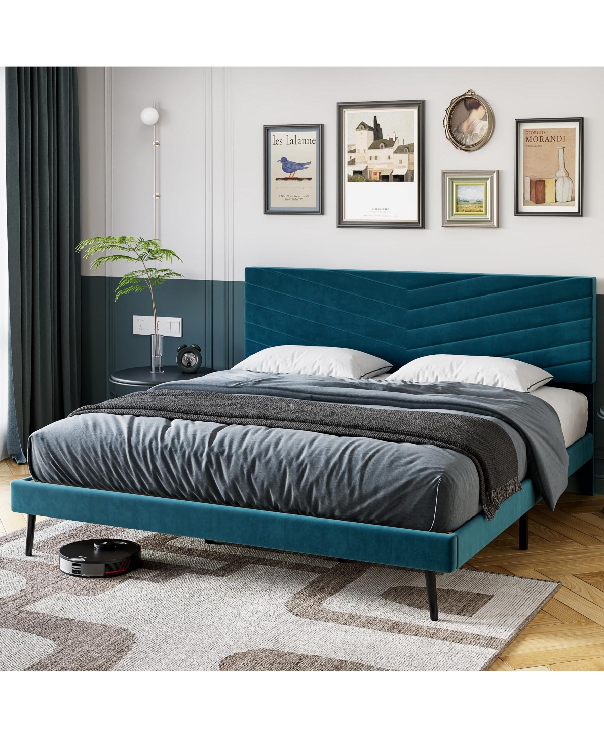 Click here for gaomon King Size Bed Frame with Velvet Upholstered... prices