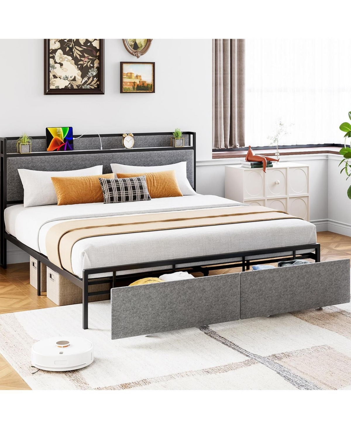 Click here for Gaomon Queen Size Bed Frame with Charging Station... prices