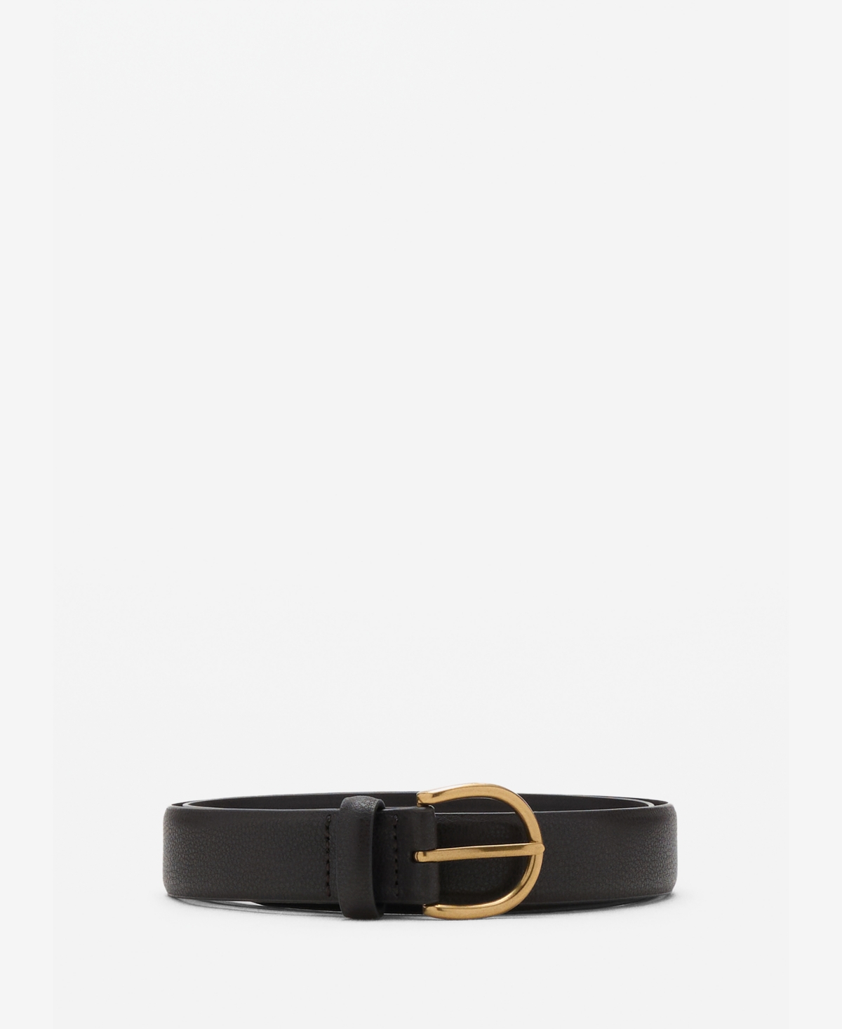 Click here for Mango Mens Pebbled Leather Belt - Dark Brown prices