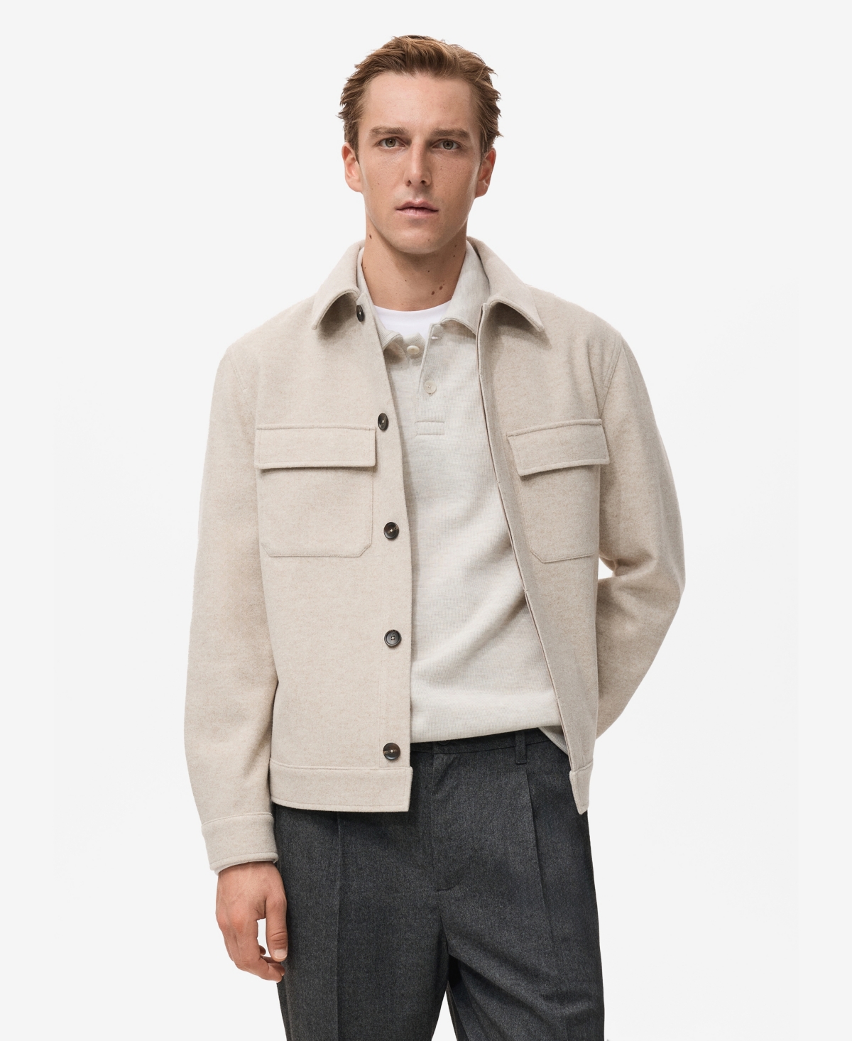 Click here for Mango Mens Pockets Flannel Overshirt - Sand prices