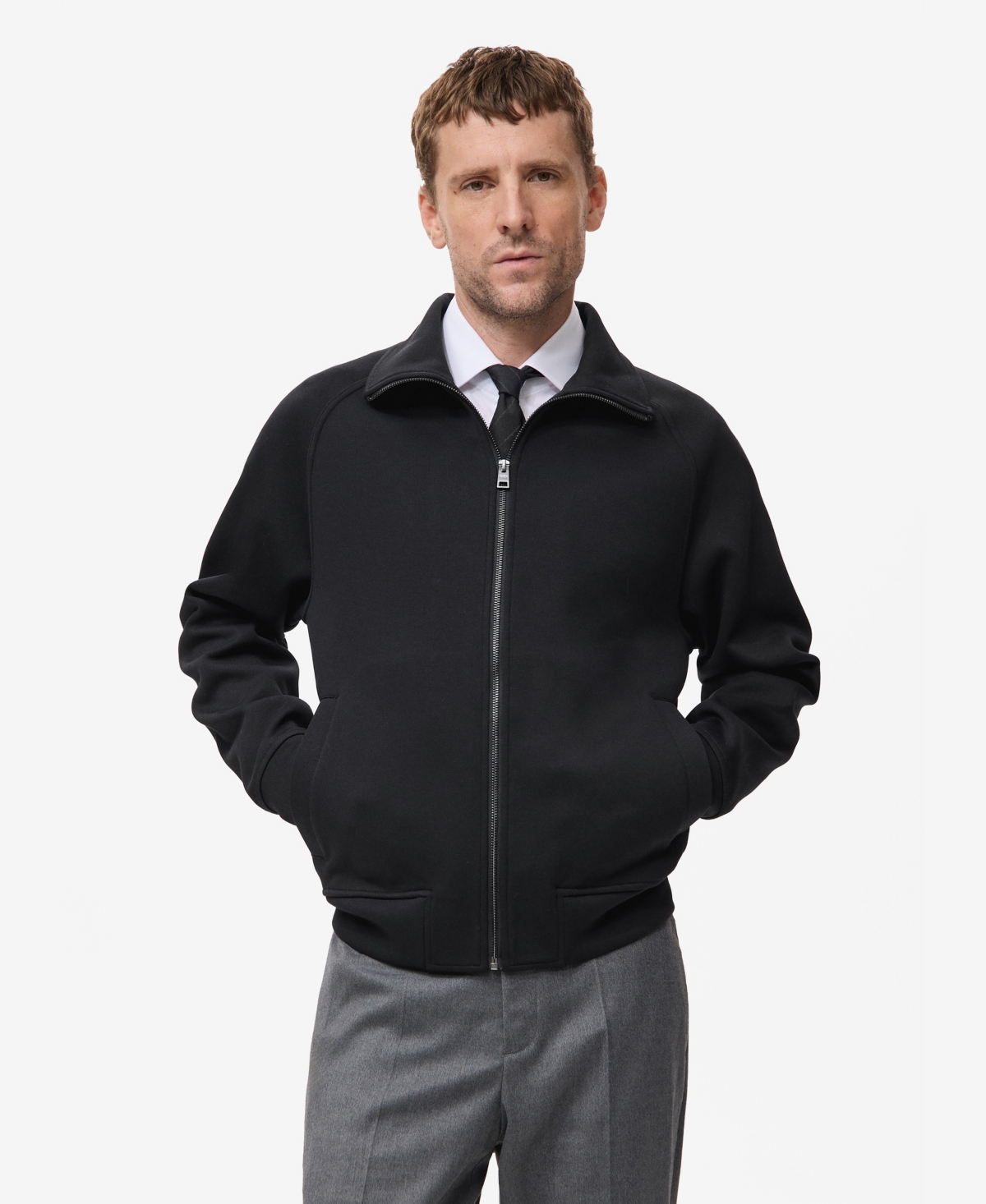 Click here for Mango Mens Cotton Zipper Sweatshirt - Black prices