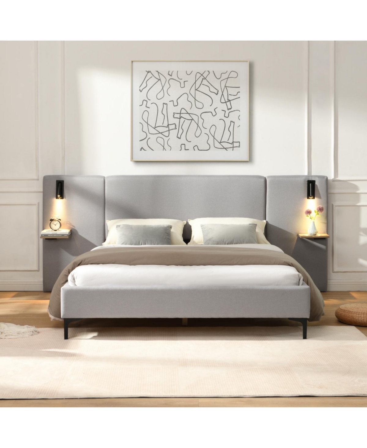 Click here for Streamdale Furniture Chic Linen Upholstered Bed wi... prices