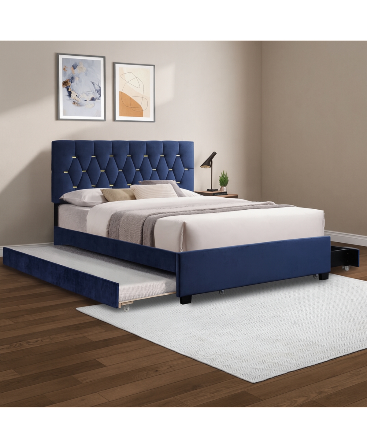 Click here for Streamdale Furniture Queen Velvet Bed with Trundle... prices
