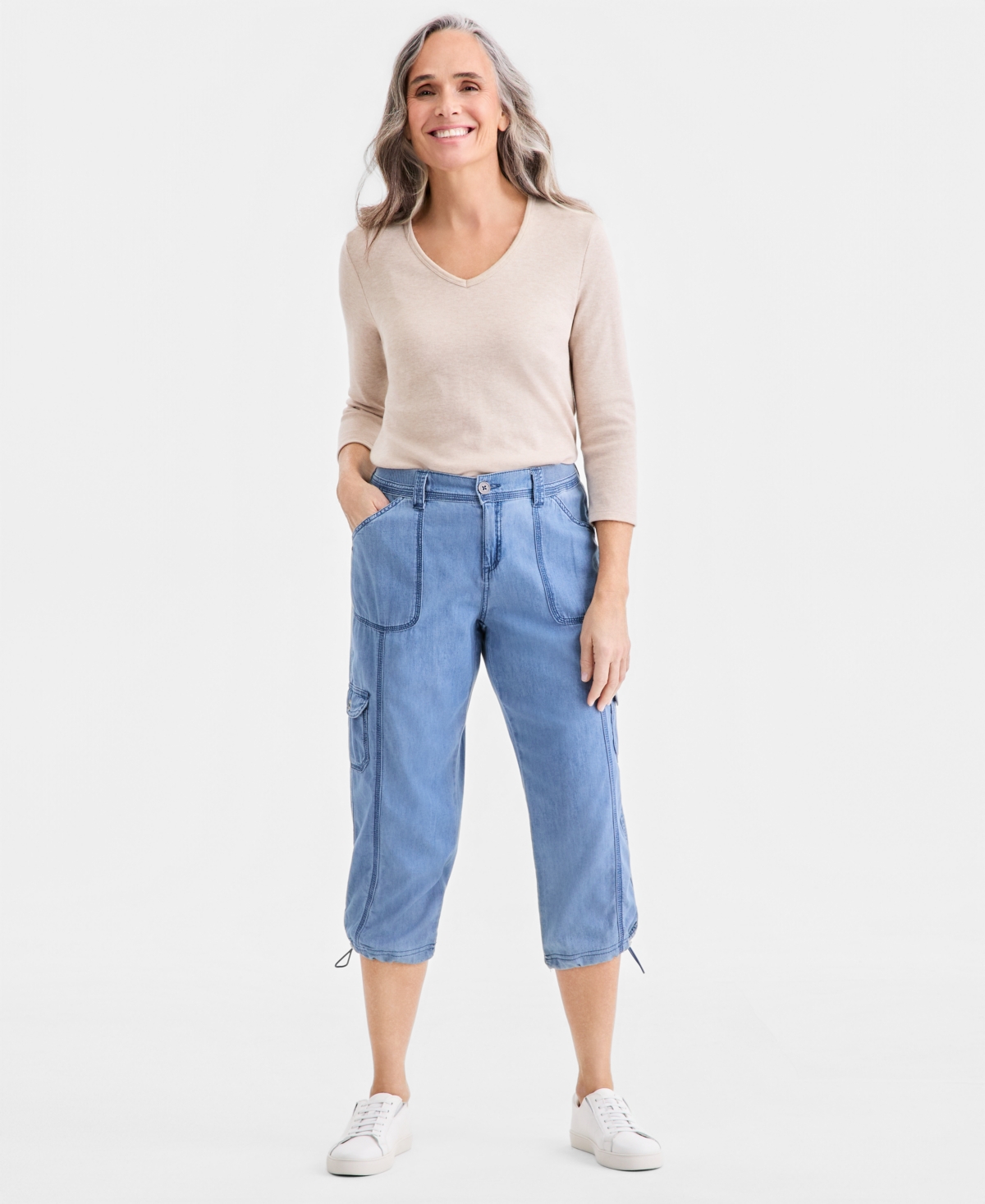 Click here for Style & Co Petite Mid-Rise Cargo Capri Pants  Excl... prices