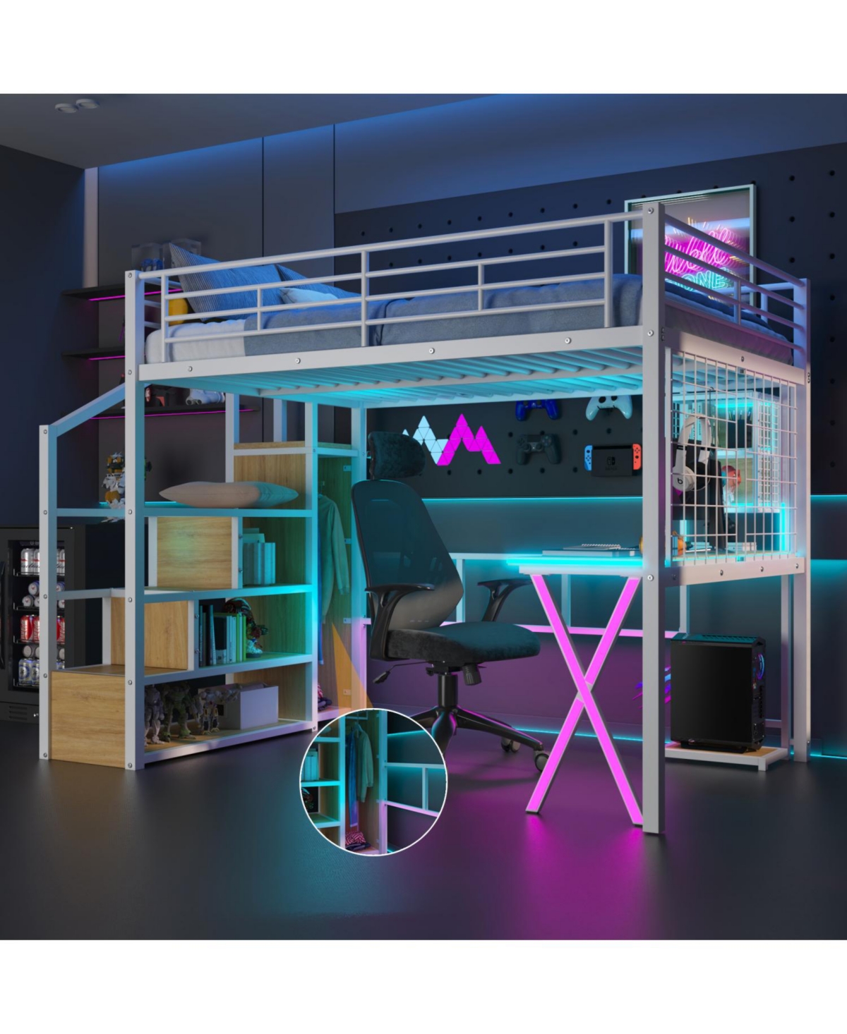 Click here for Streamdale Furniture Metal Loft Bed with Work Stat... prices