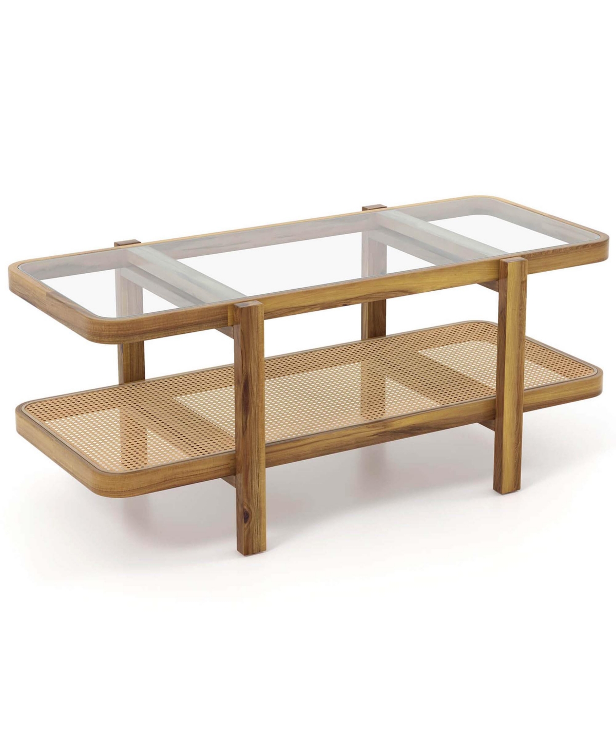 Click here for Costway 2-Tier Rustic Coffee Table with Storage Te... prices