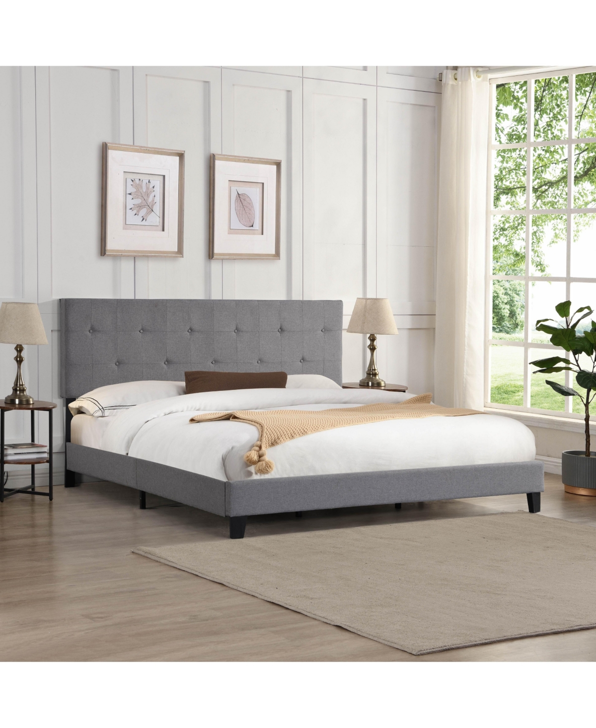 Click here for Lovmor King Size Upholstered Platform Bed Frame wi... prices
