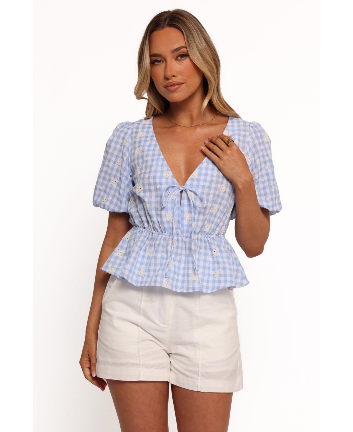 Click here for Petal and Pup Womens Cecelia Top - Blue gingham prices