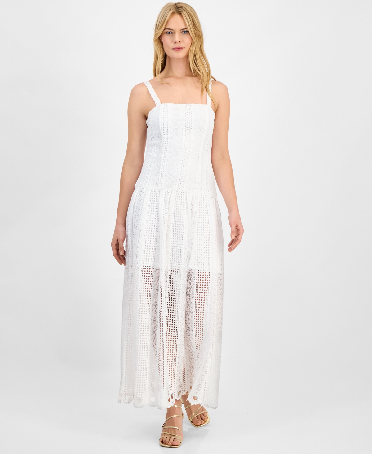 Click here for On 14th Juniors Crochet Illusion Midi Dress - WHIT... prices