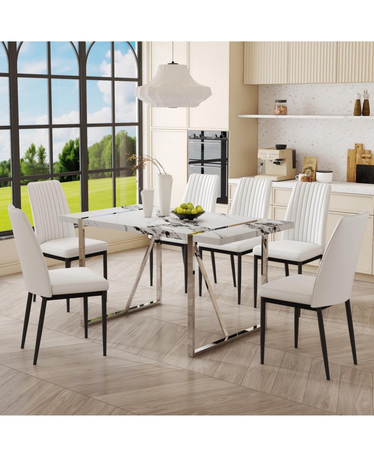 Click here for Streamdale Furniture 7-Piece Faux Marble Dining Se... prices