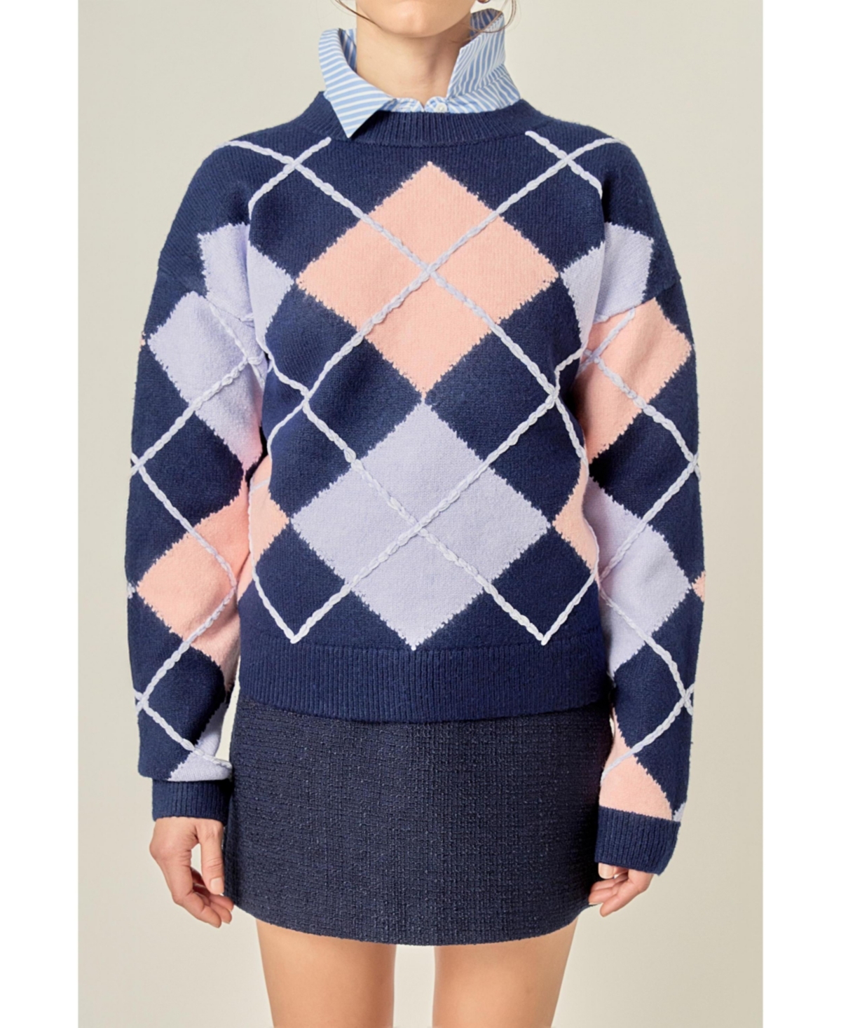 Click here for English Factory Womens Argyle Sweater - Navy multi prices