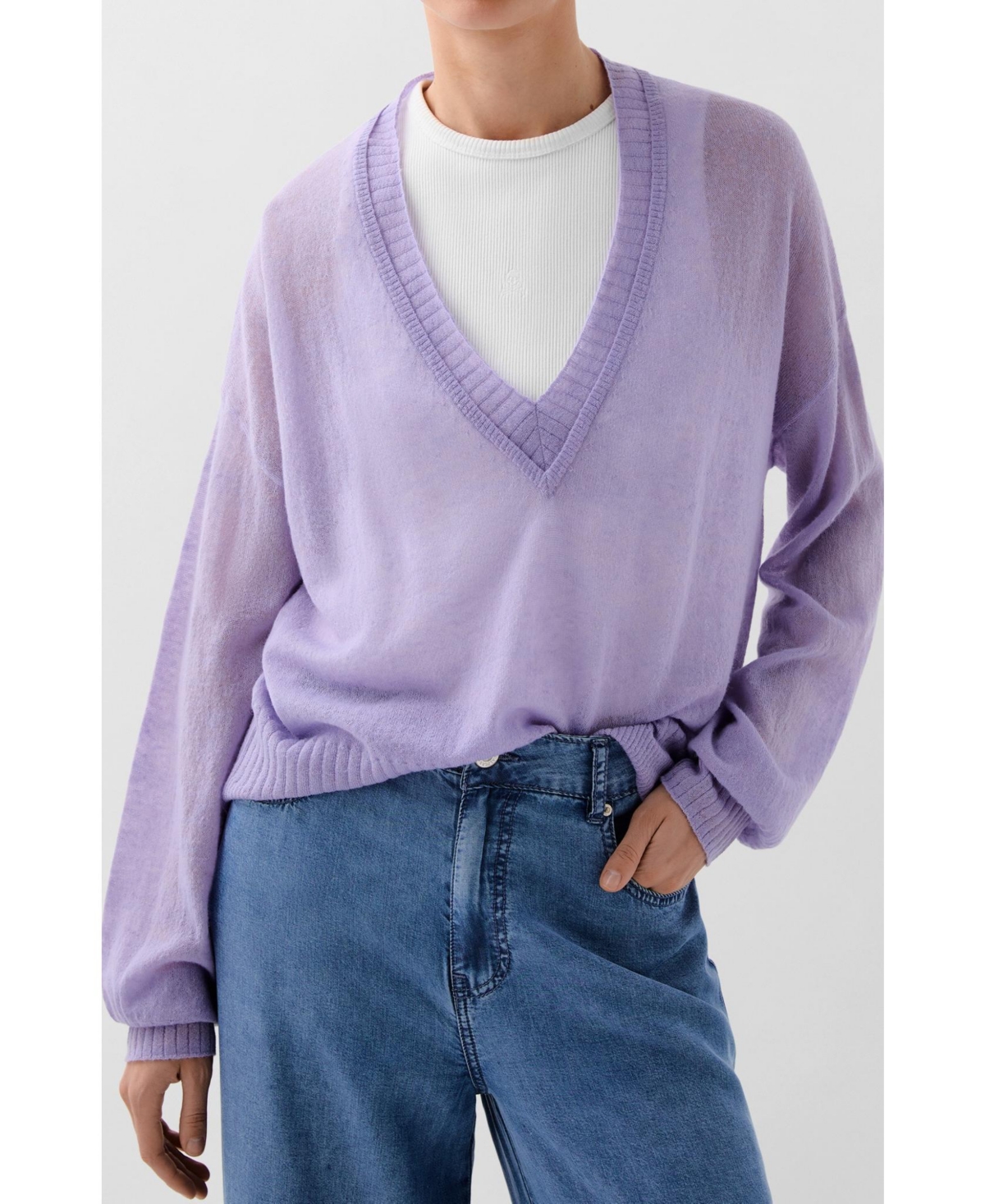 Click here for Scalpers Womens Alpaca V Jumper - Lilac prices