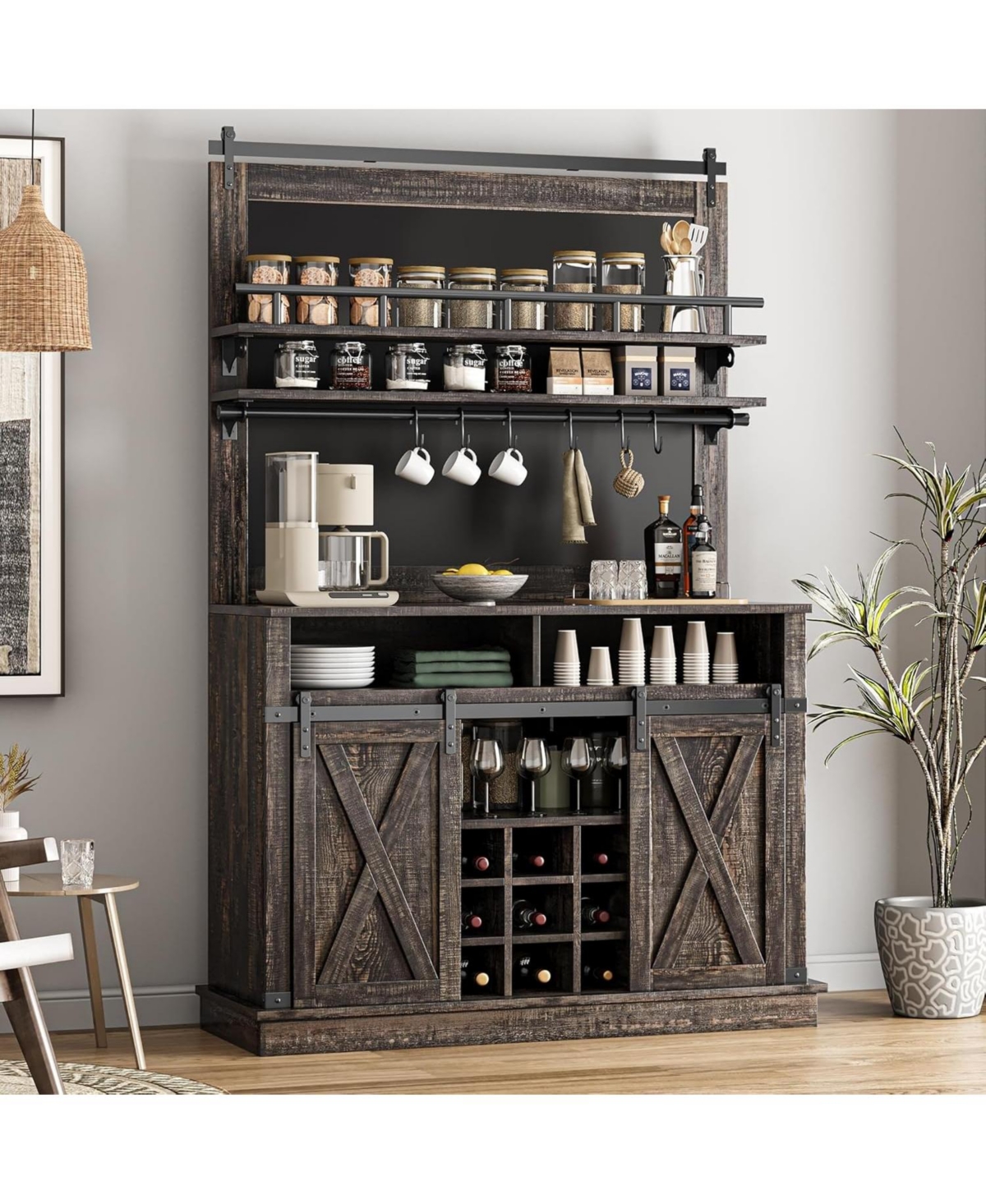 Click here for gaomon 75 Inch Farmhouse Coffee Bar Cabinet with S... prices