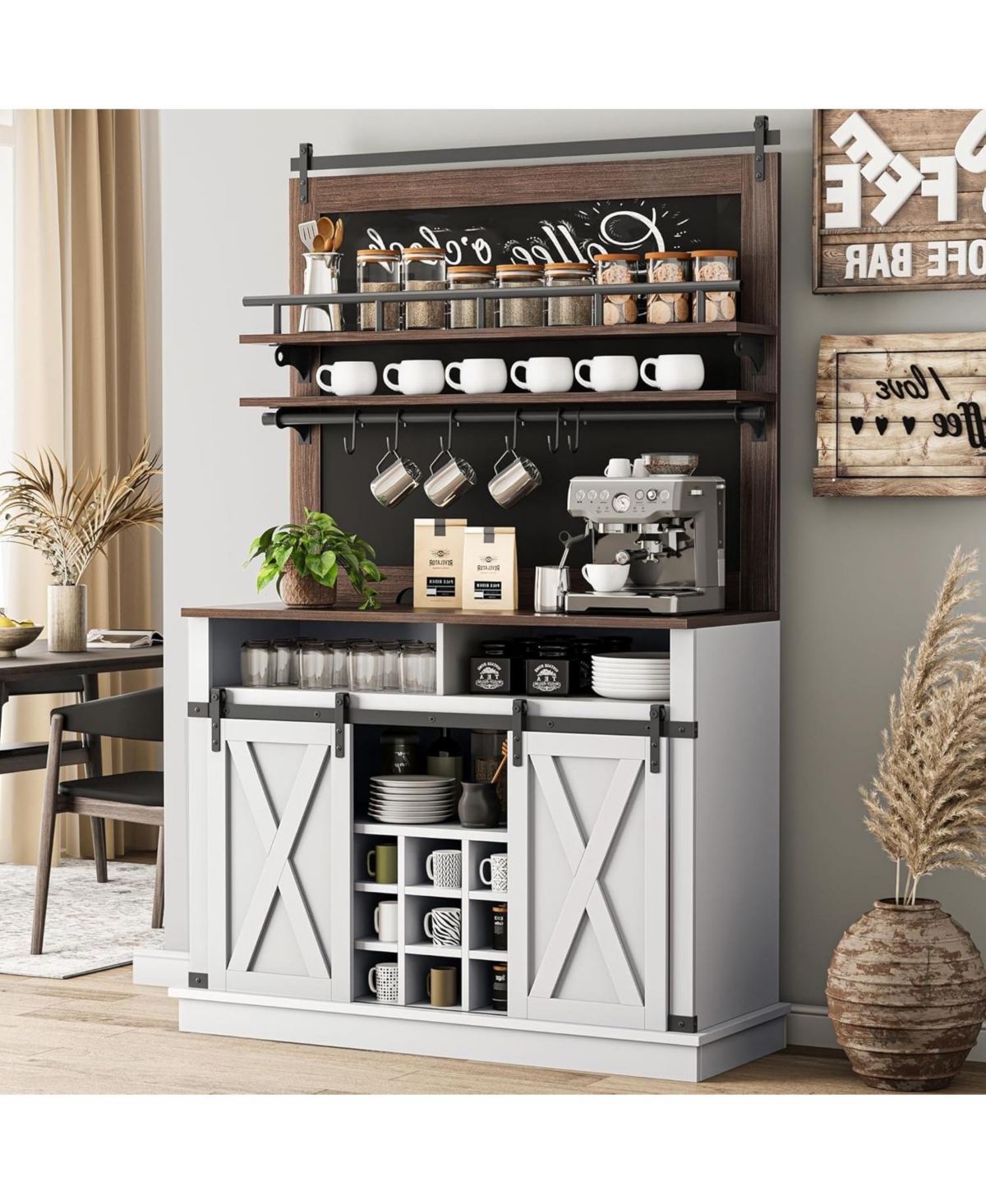Click here for gaomon 75 Inch Farmhouse Coffee Bar Cabinet with S... prices