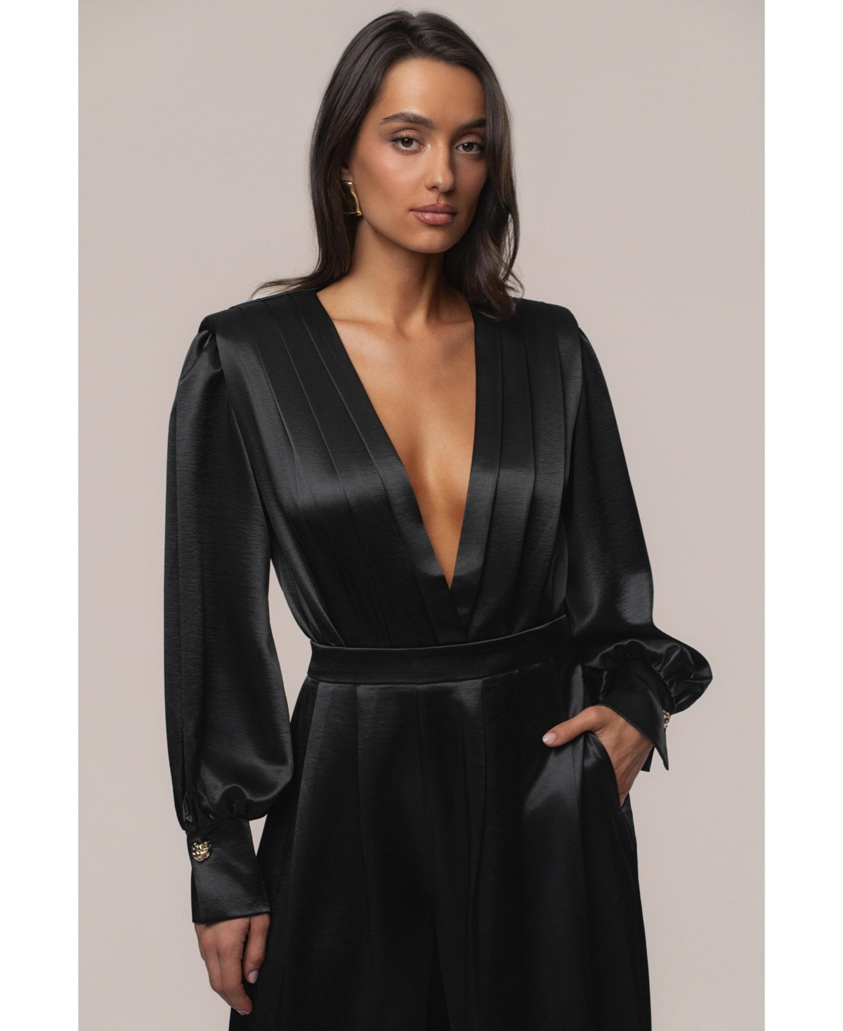Click here for Jluxlabel Womens Satin Radiance Bodysuit. - Black prices
