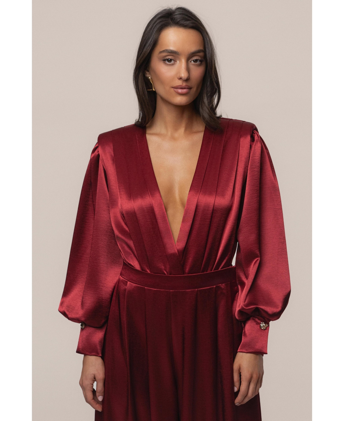 Click here for Jluxlabel Womens Satin Radiance Bodysuit. - Red prices