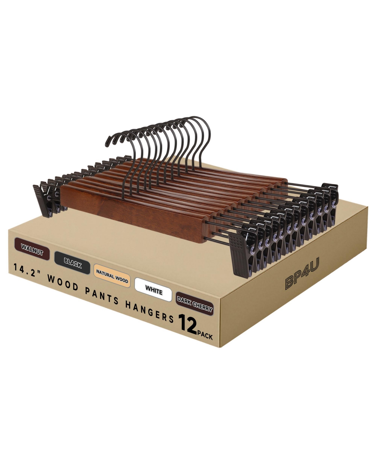 Click here for BP4U 12-Pack Premium Wooden Pants Hangers with Adj... prices