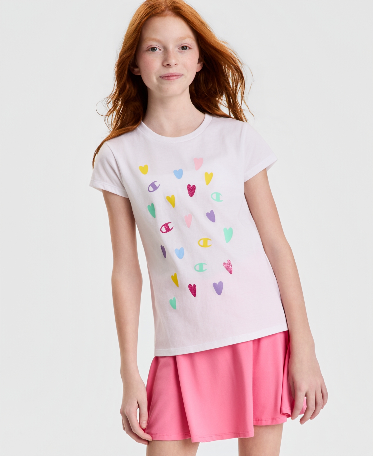 Click here for Champion Girls 7-16 Multi Heart T-Shirt - White prices