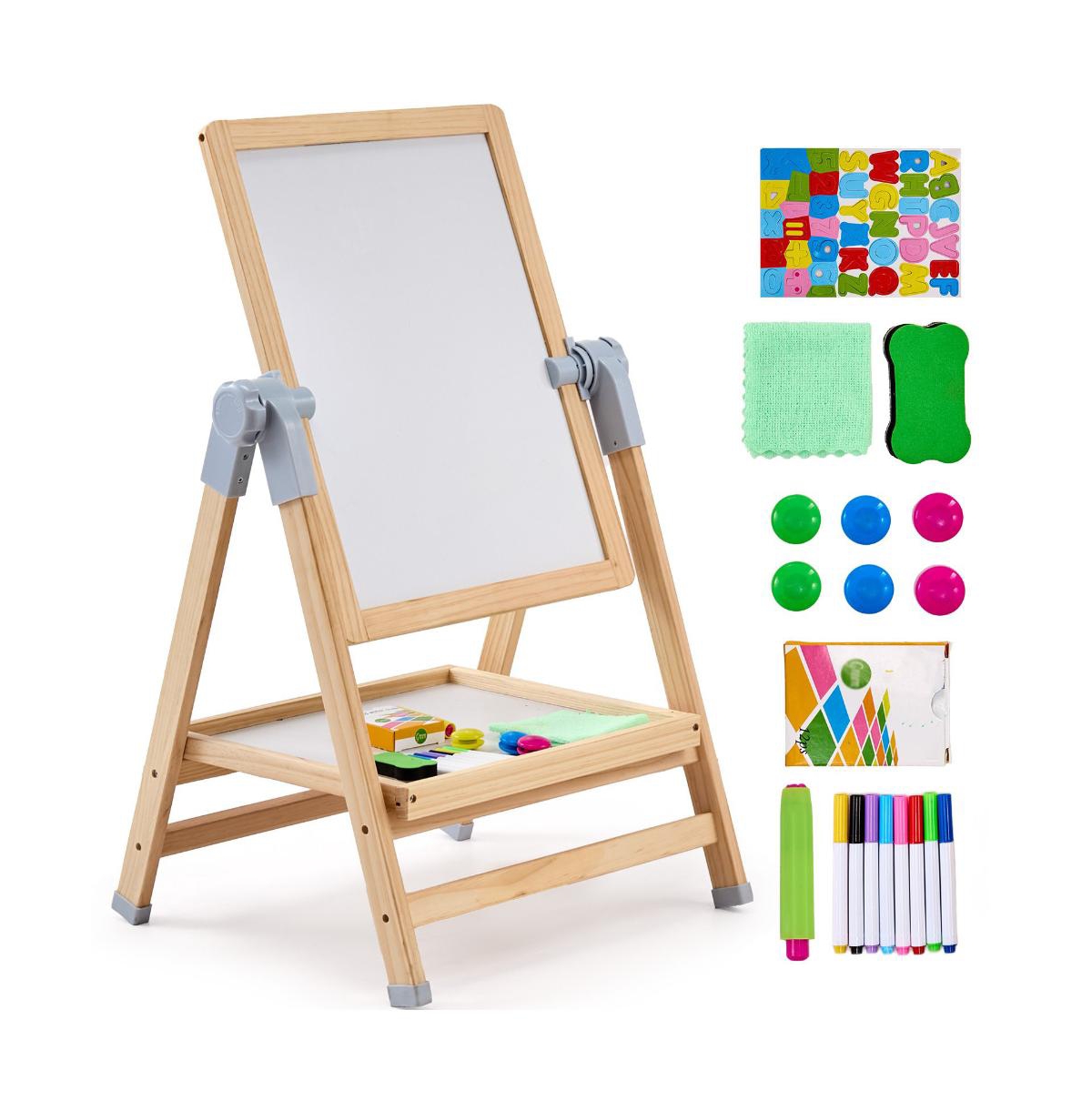 Click here for Wooden Kids Art Easel 2-in-1 Magnetic  Chalkboard... prices