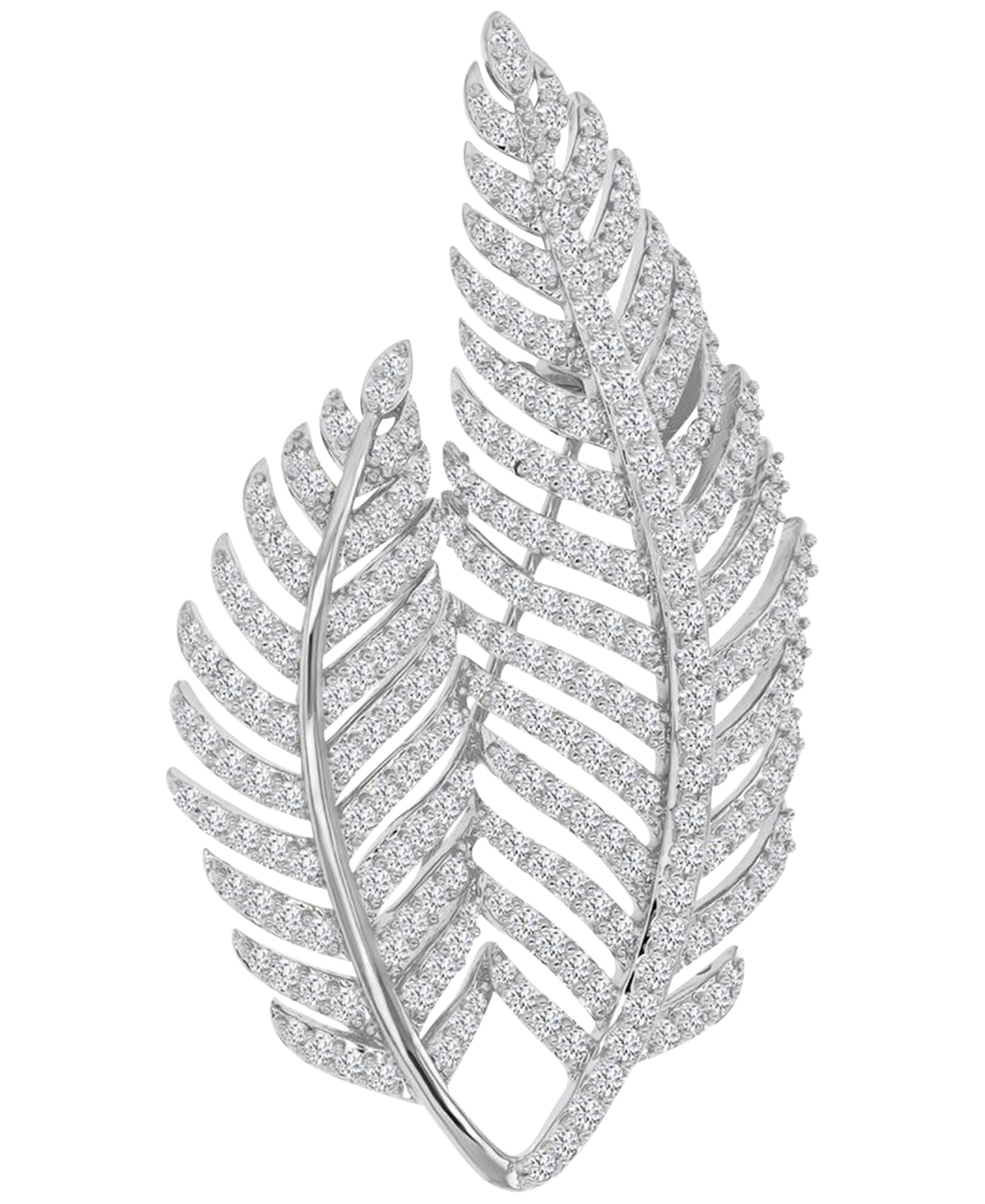 Click here for Macys Cubic Zirconia Palm Branch Pin Brooch - Silv... prices