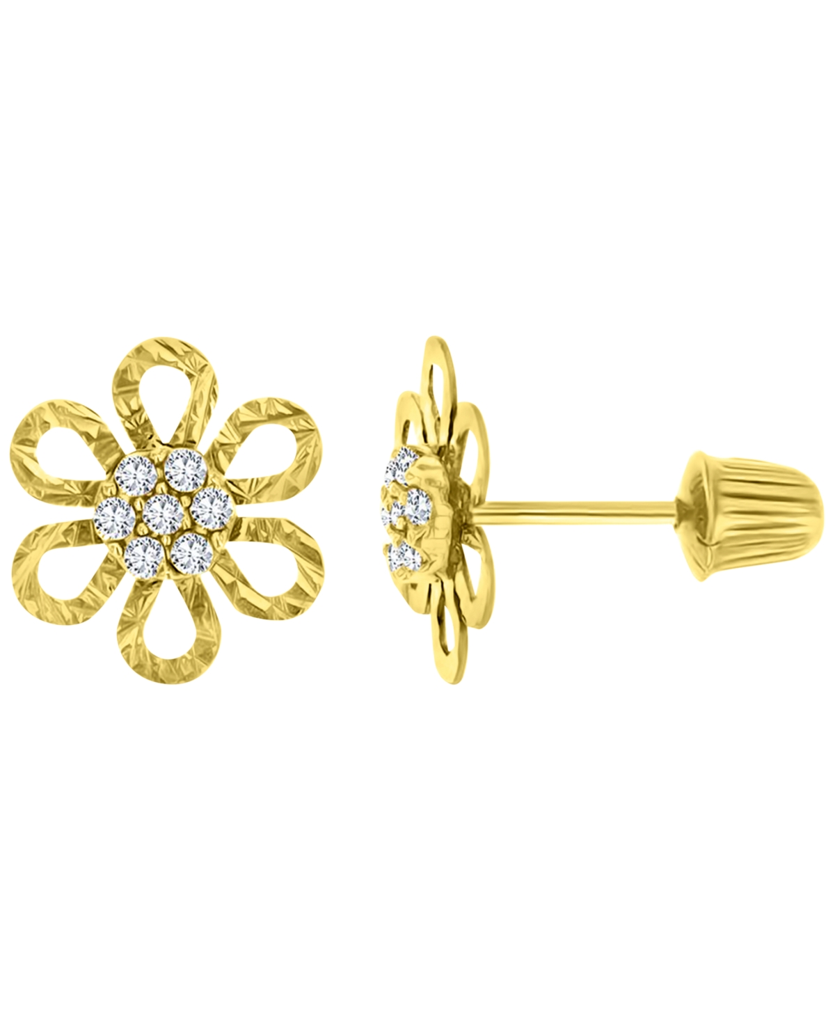 Click here for Macys Diamond Cut Flower Stud Earrings - Gold prices