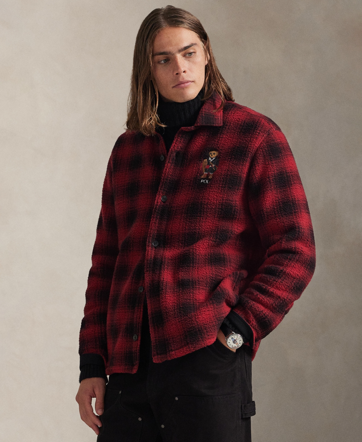 Click here for Polo Ralph Lauren Mens Polo Bear Plaid Pile Fleece... prices
