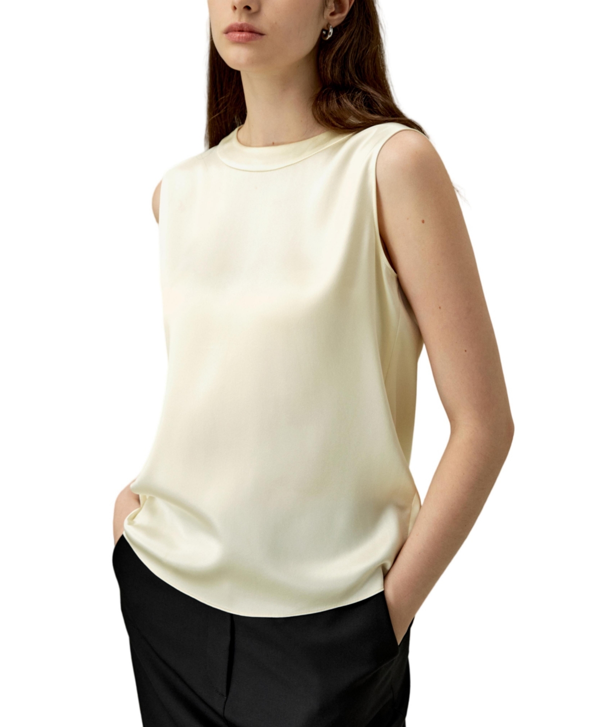 Click here for Lilysilk Womens Sleeveless Round Neck Silk Top - L... prices