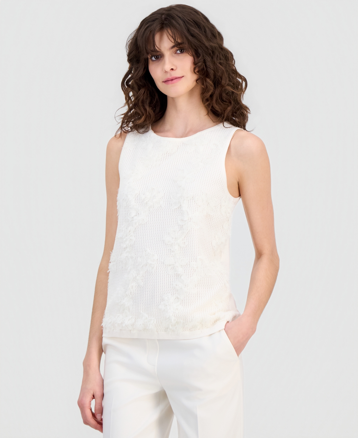 Click here for Anne Klein Womens Floral-Applique Sleeveless Tank... prices