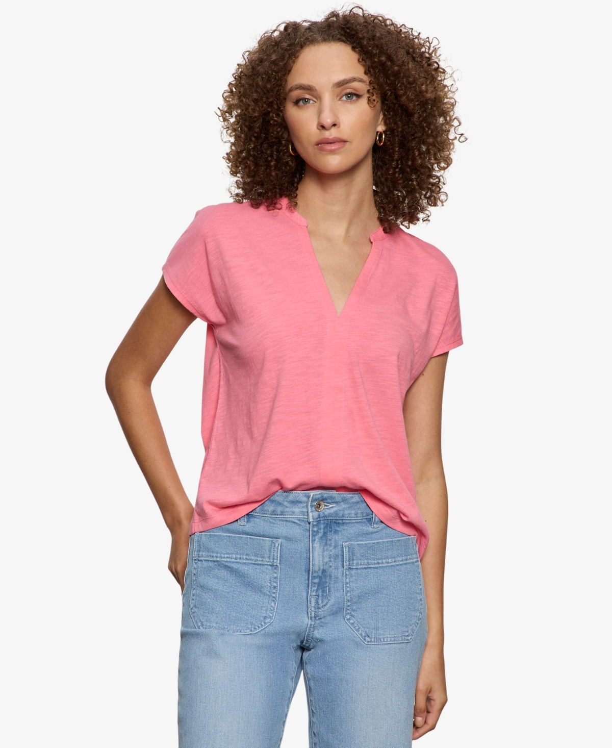 Click here for Sanctuary Petite Notched Muscle T-Shirt - Bloom Pi... prices