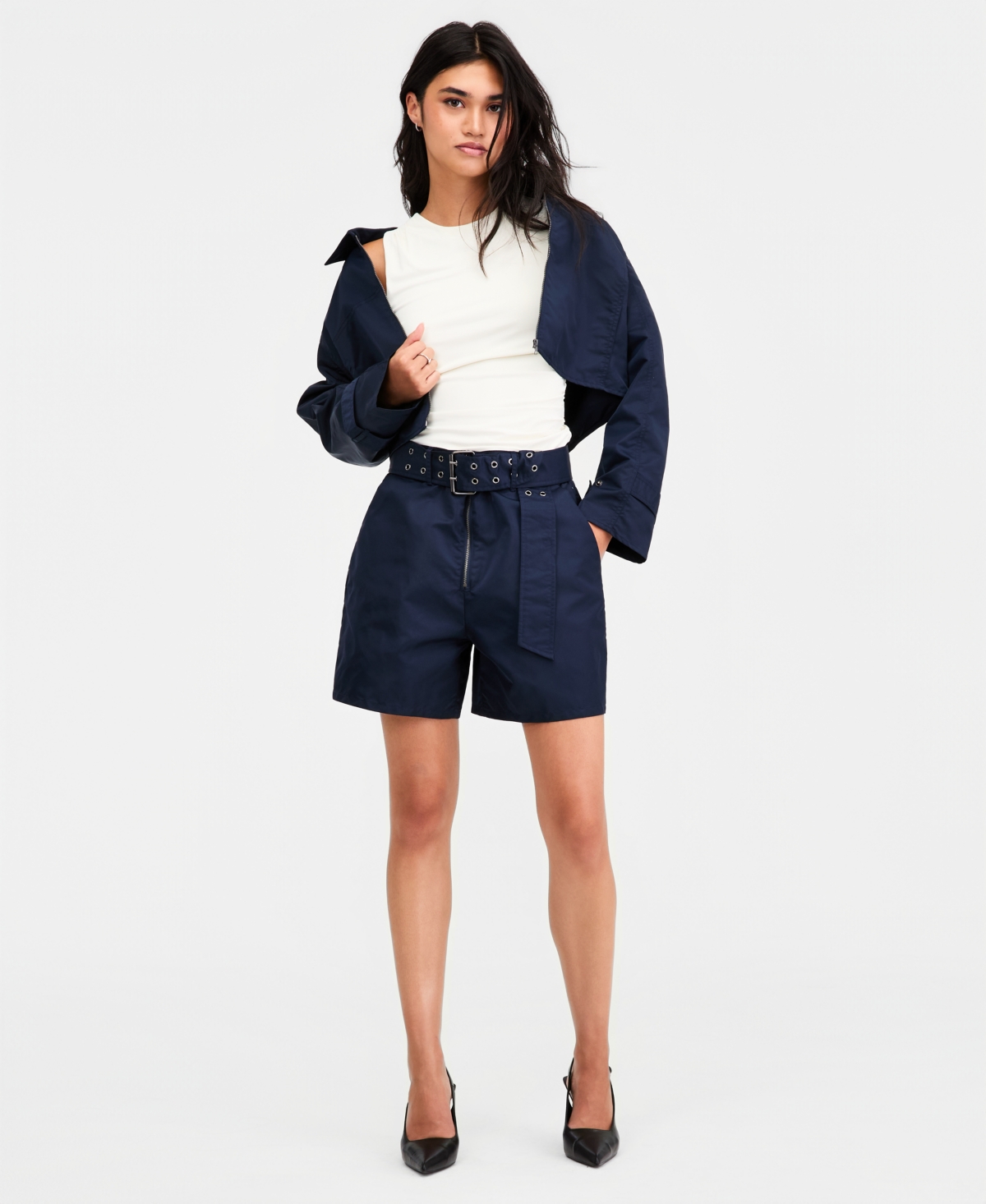 Click here for Bar Iii Womens Belted High-Rise Shorts  Macys Excl... prices