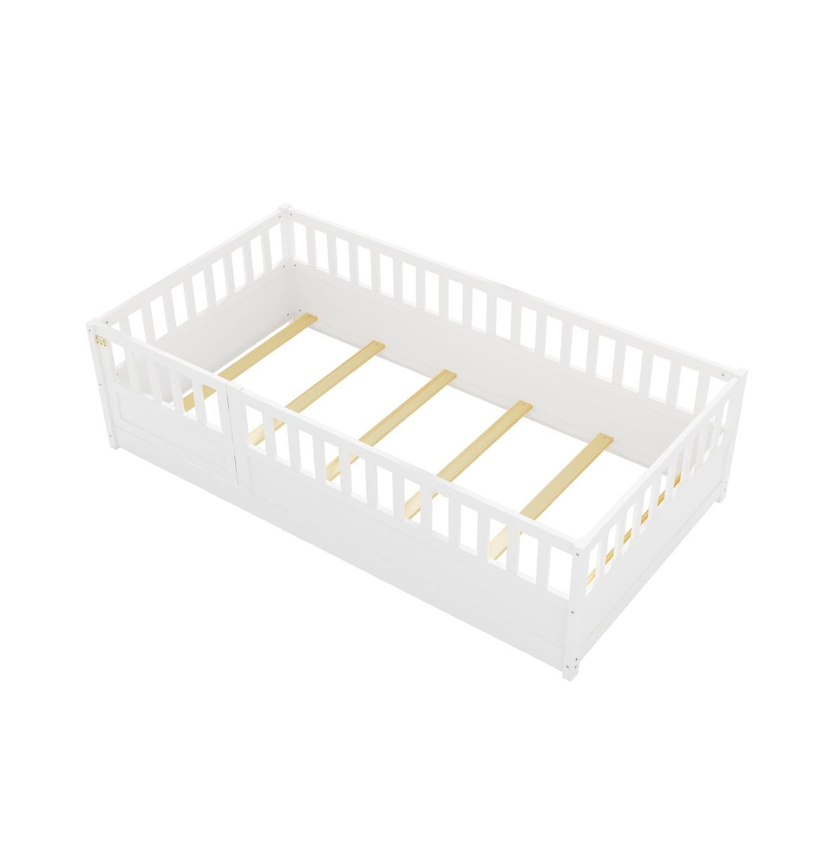 Click here for Cesicia Twin Size Wooden Floor Bed Integral Constr... prices