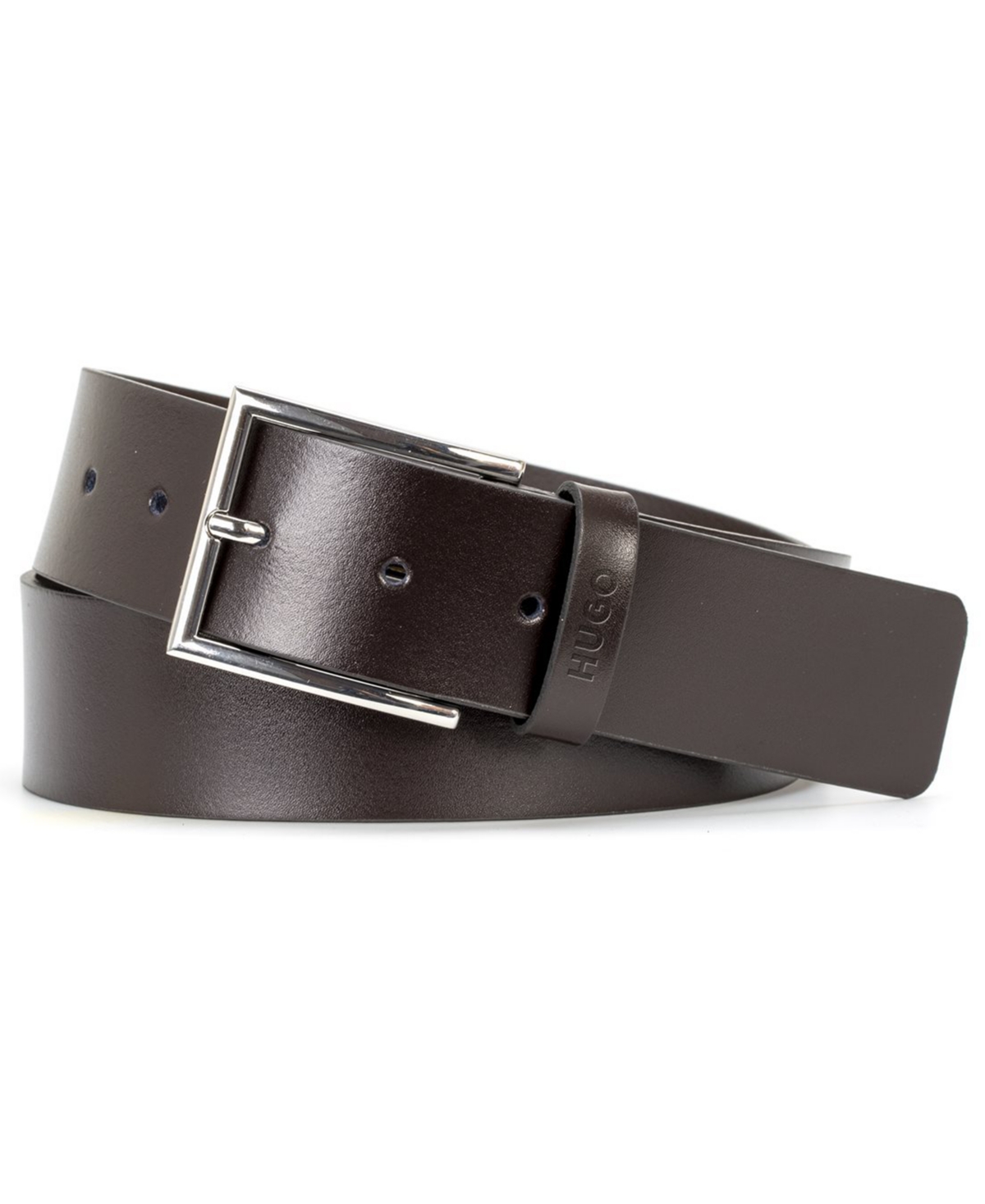 Click here for Hugo Boss Mens Grainy Leather Belt - Dark Brown prices