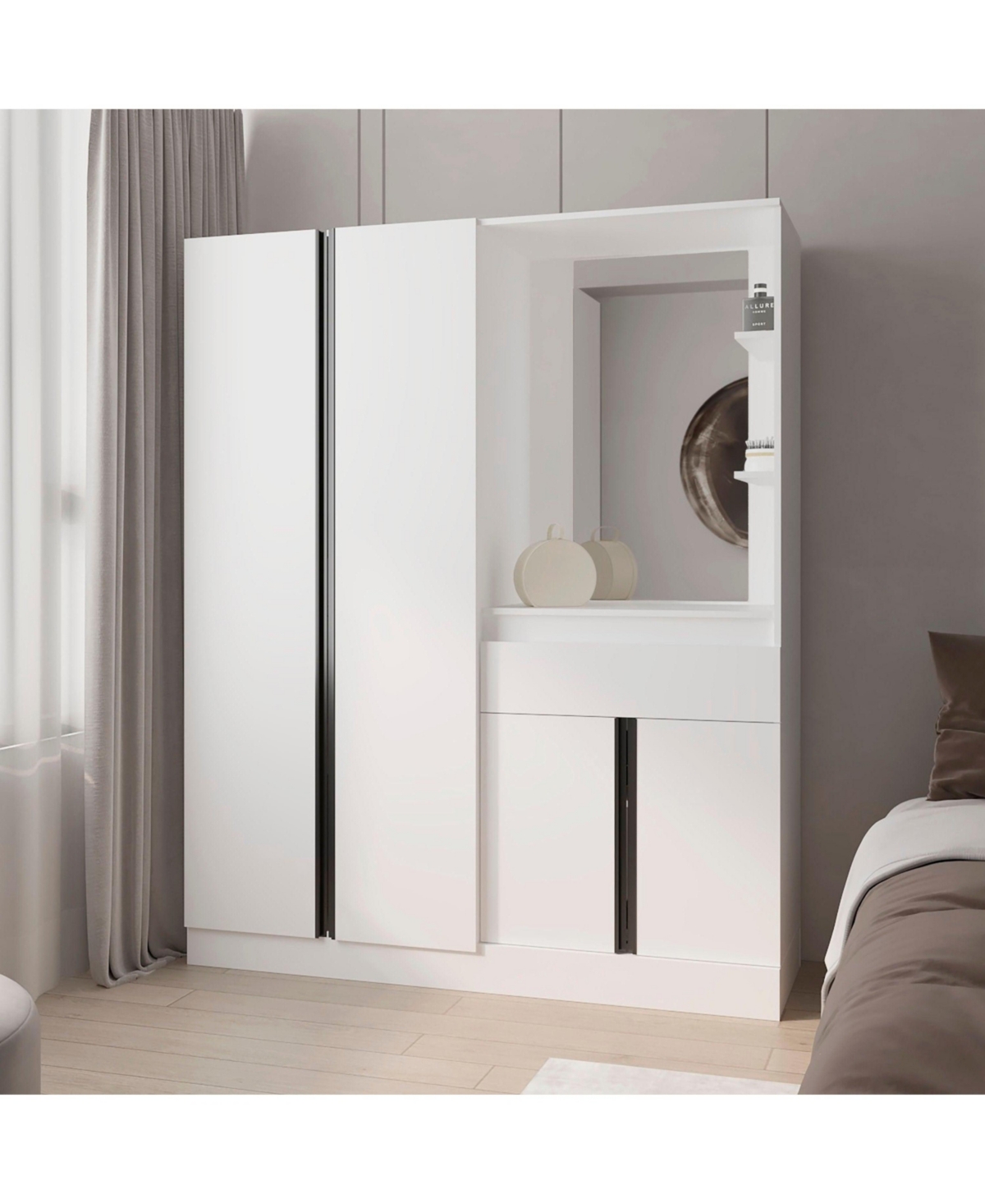 Click here for Fm Furniture CaneMulti-Functional Wardrobe with Va... prices