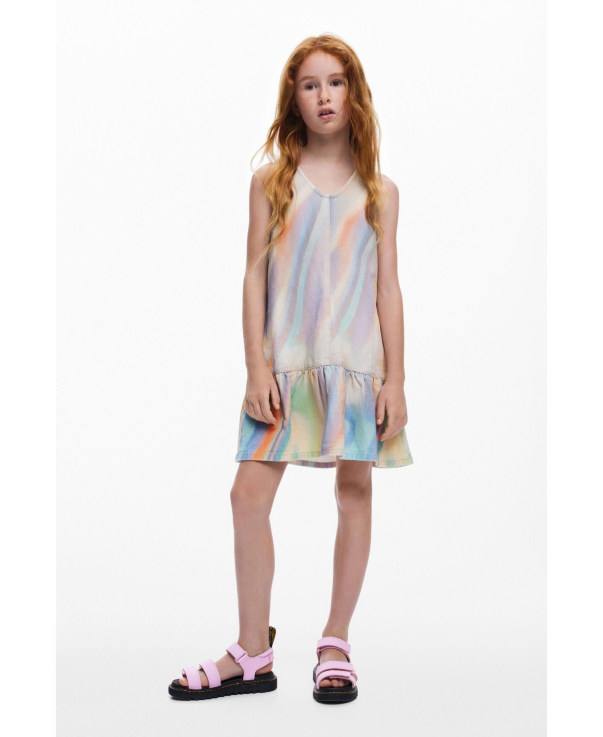 Click here for Desigual Girls Girlss Tie-dye denim dress - Multi prices