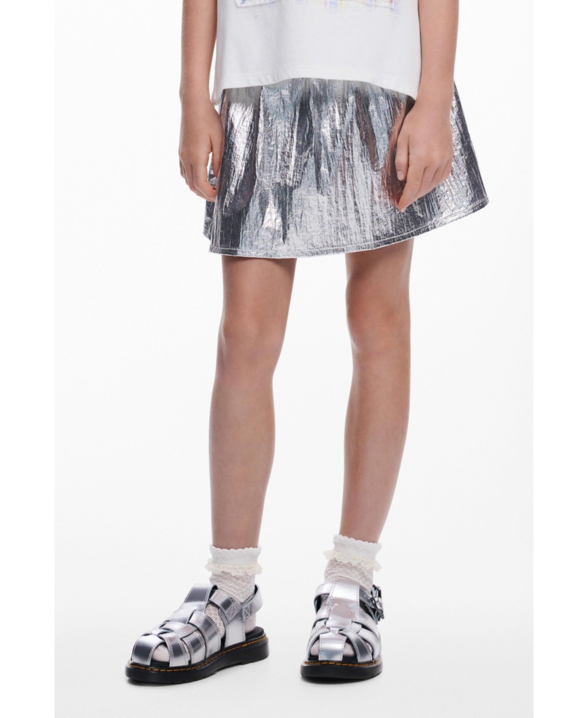 Click here for Desigual Girls Girlss Metallic short skirt - Black prices