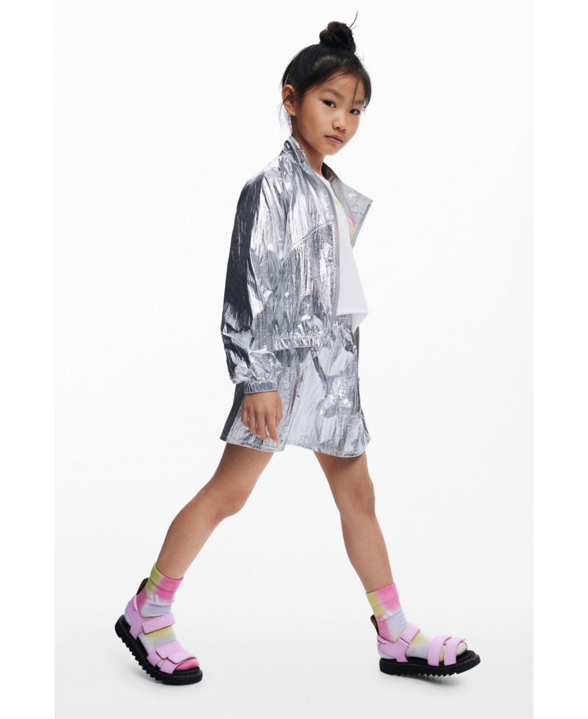 Click here for Desigual Girls Girlss Reversible silver jacket - B... prices