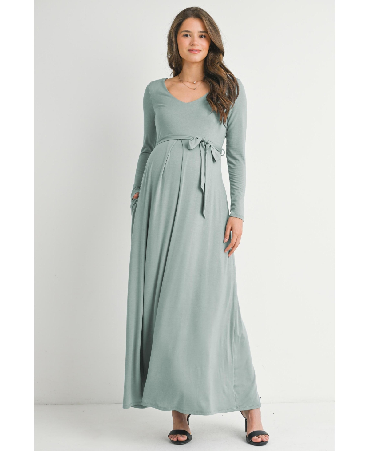 Click here for Hello Miz Maternity V Neck Long Sleeve Tie Waist M... prices