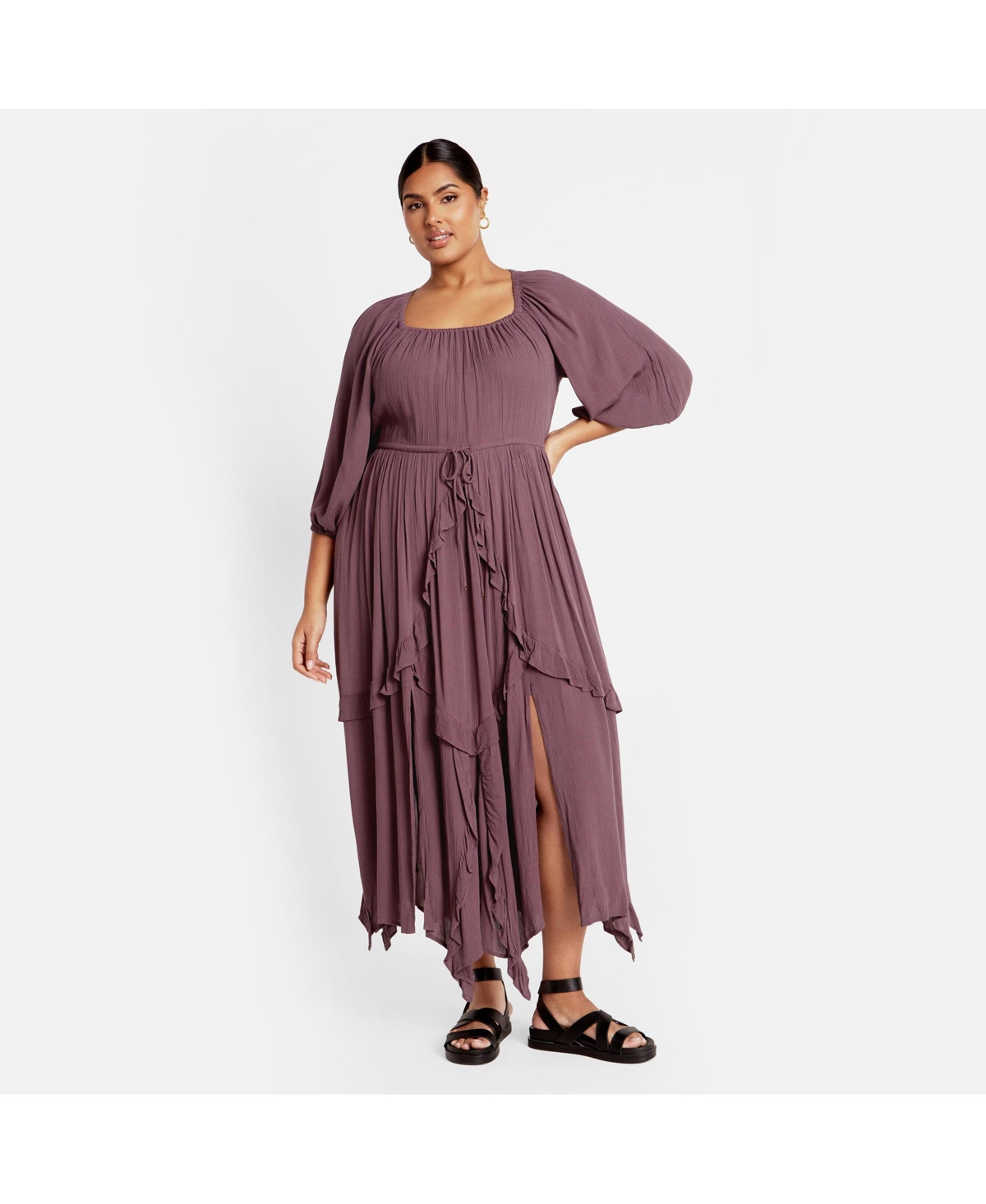 Click here for City Chic Womens Belle Wrap Maxi Dress - Dusty mau... prices