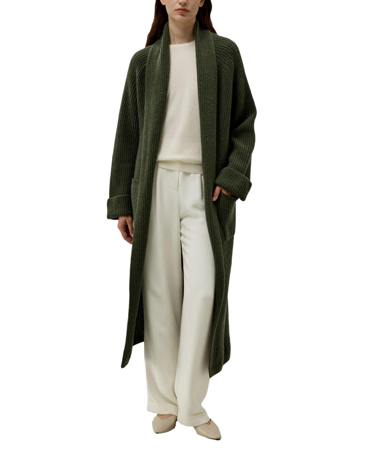 Click here for Lilysilk Womens Evergreen Cardigan - Avocado green prices